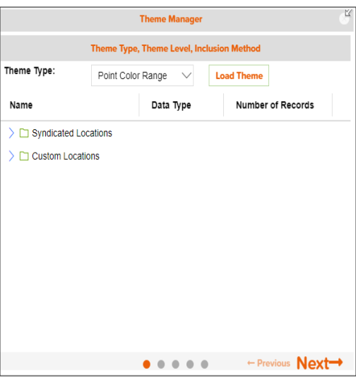 Theme Manager: Specify the Theme Type, Level, and Inclusion Method